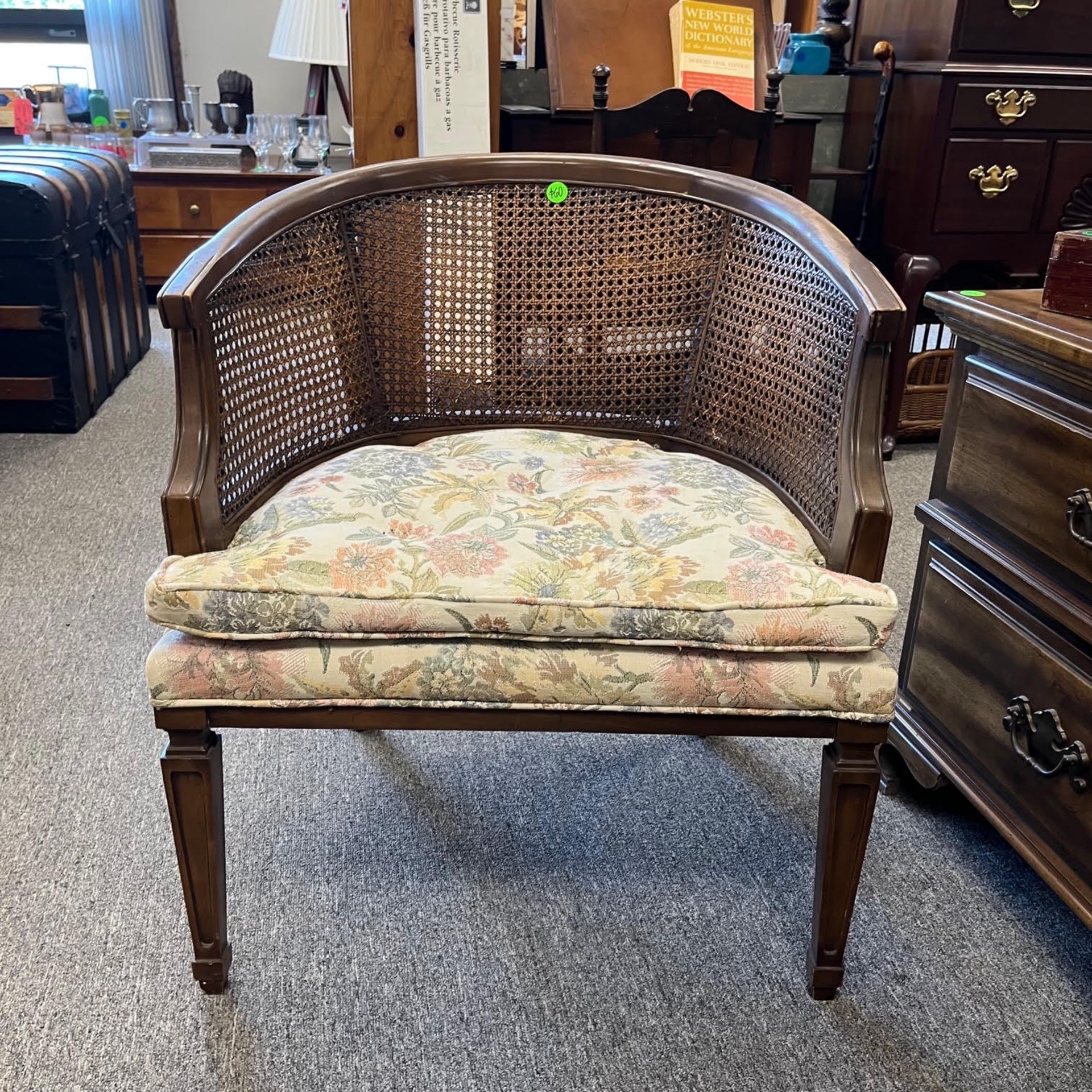 Vintage Italian Provincial Style Rattan Cane Tub Chair | Remix Market ...